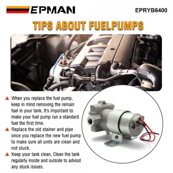 EPMAN 110 GPH Electric Fuel Pump With Regulator Street Strip Carbureted ...