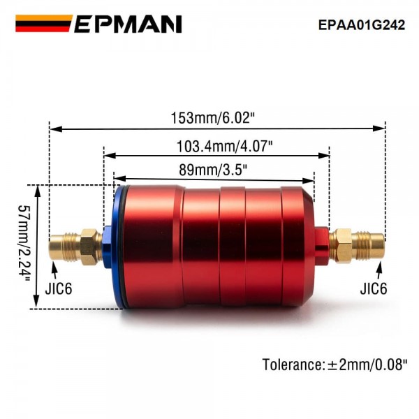 EPMAN Universal Aluminium Injection Pump Fuel Filter With -6 JIC Ends ...