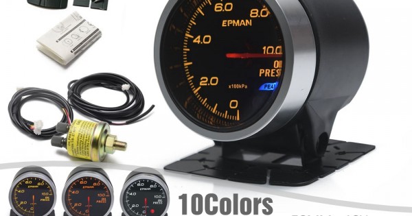 EPMAN Car Auto 12V 2" 52mm Universal Oil Press Gauge Oil Pressure Meter ...