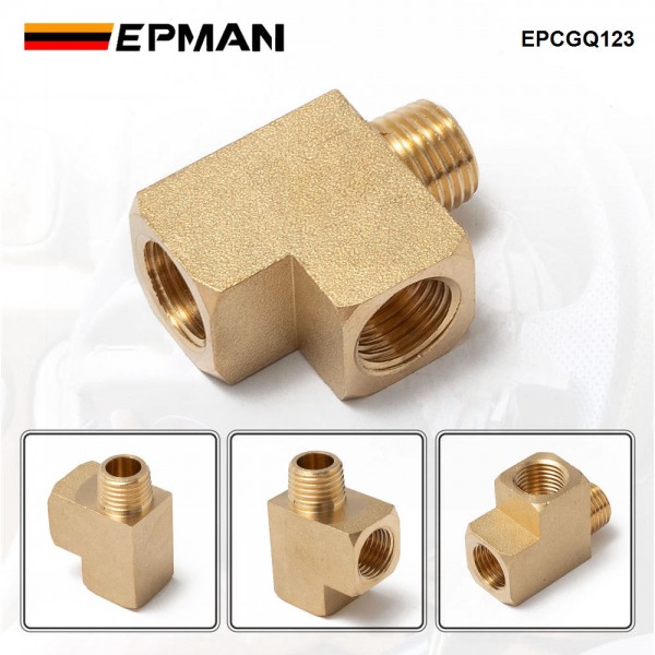 EPMAN Extruded Barstock Street Tee T Female Male Brass Fitting 1/4 NPT Oil Water Gas Pipe/Tank ...