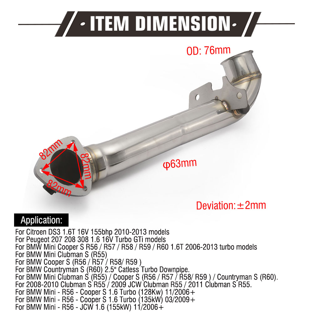 EPMAN Exhaust Downpipe Without Catalytic Converter For BMW Mini Cooper ...