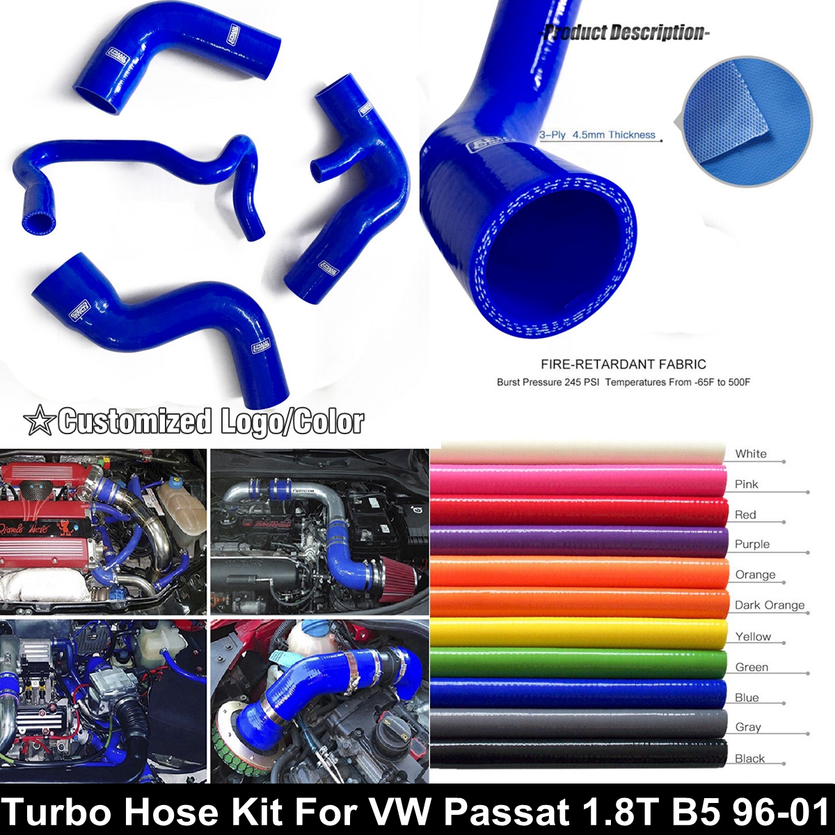 EPMAN -Silicone Intercooler Induction Intake Turbo Boost Hose Kit For ...